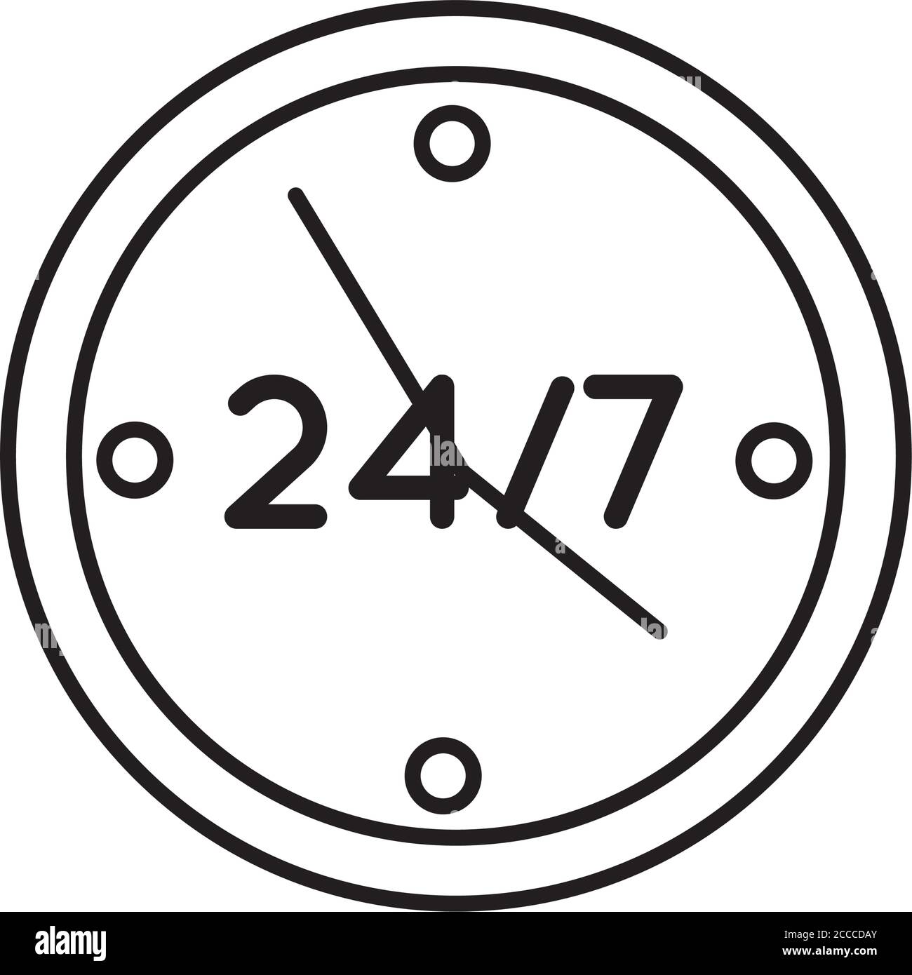 time clock with 24-7 symbol line style vector illustration design Stock ...