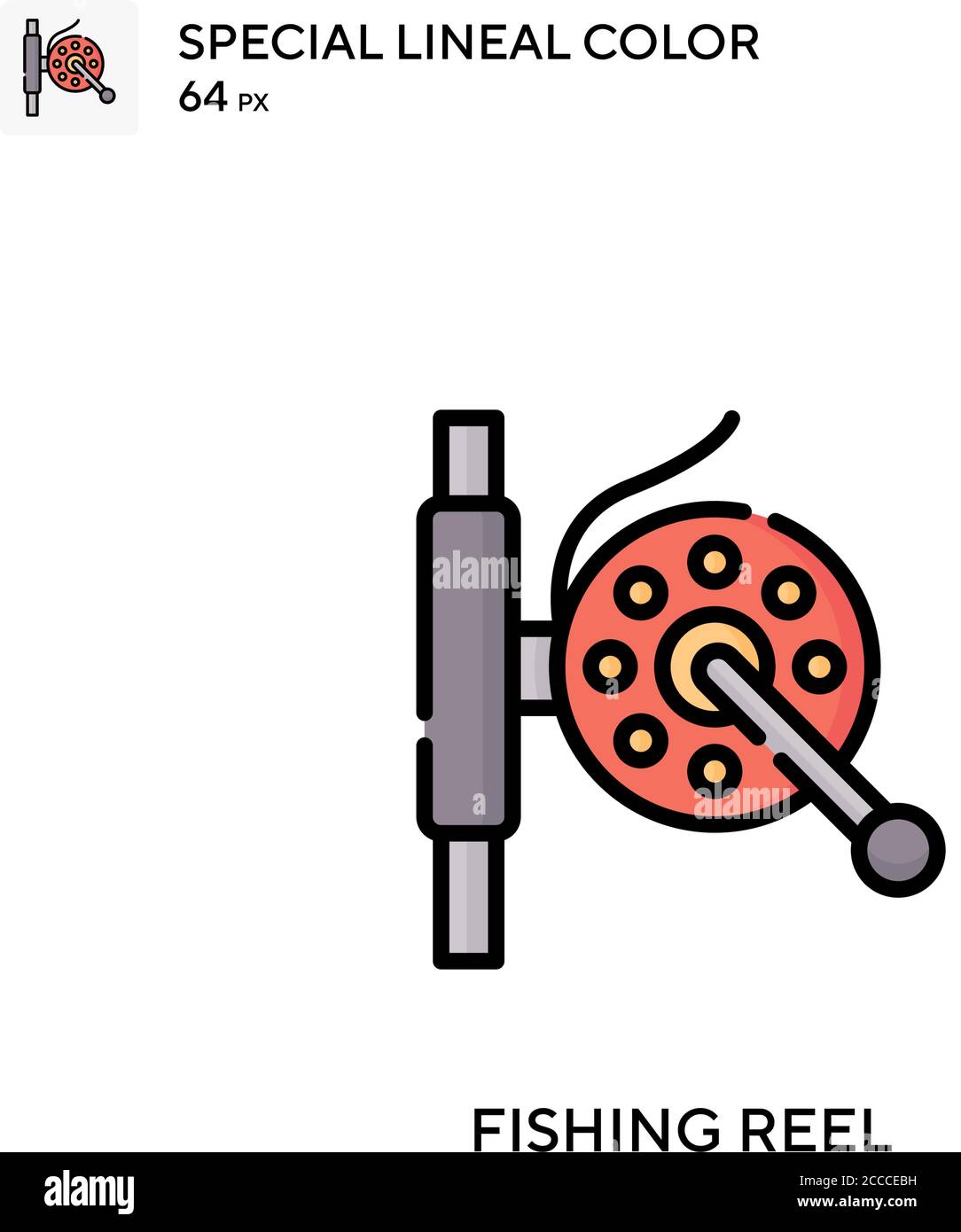 Fishing reel Special lineal color icon. Illustration symbol design ...