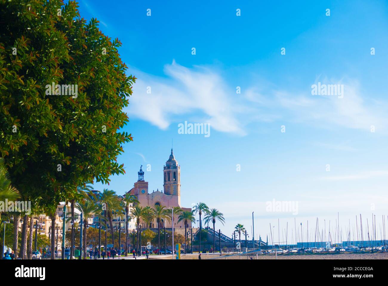 Spanish Beach Resort in Barcelona, Spain. Sitges area is known as a ...