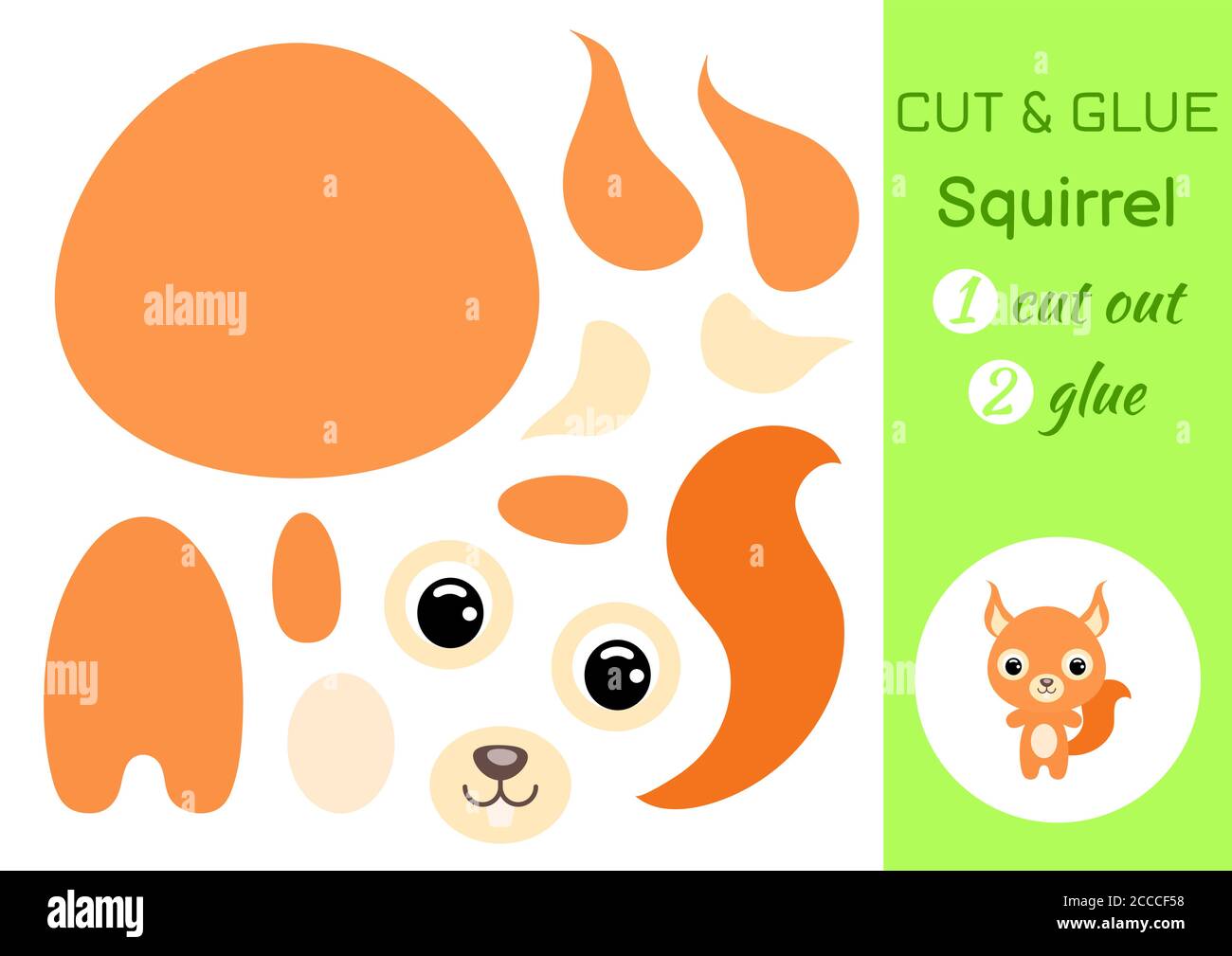 Cut and glue baby squirrel. Education developing worksheet. Color paper ...