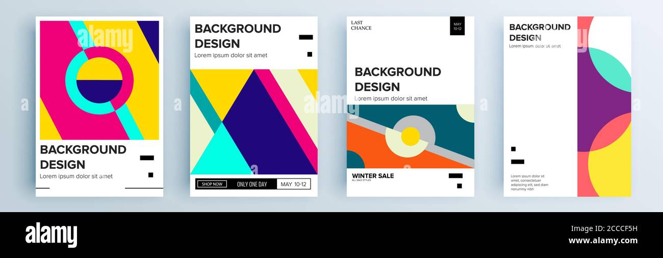 Modern abstract covers set, minimal covers design. Colorful geometric ...