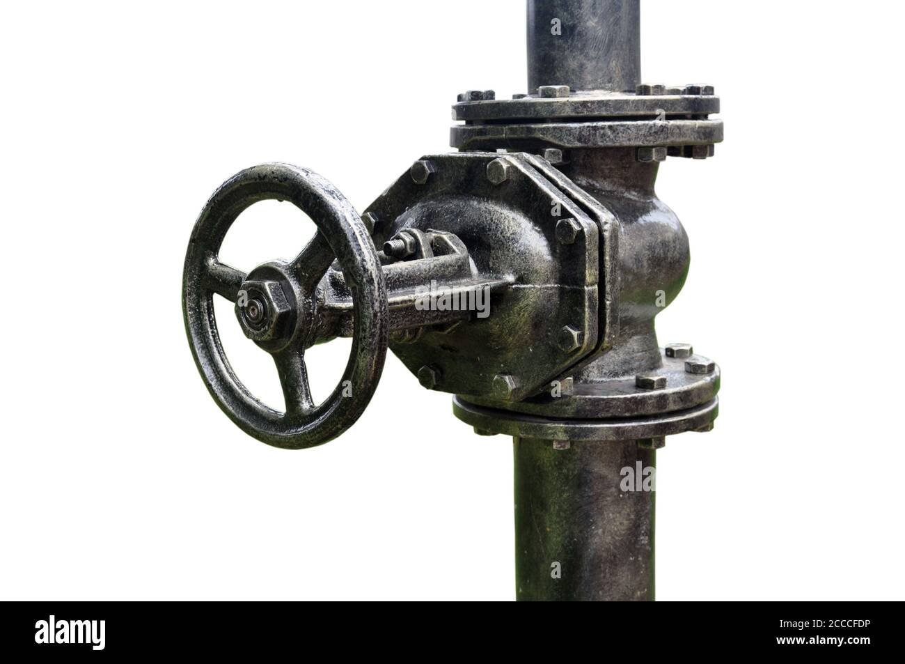 Valve connection of water pipe isolated on white background Stock Photo ...