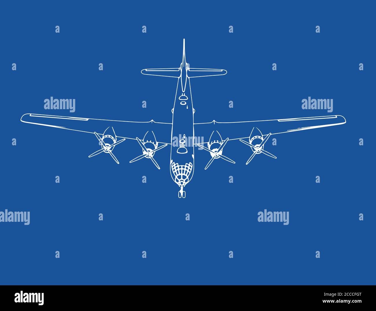 vector drawing of a military aircraft on a blue background Stock Vector ...