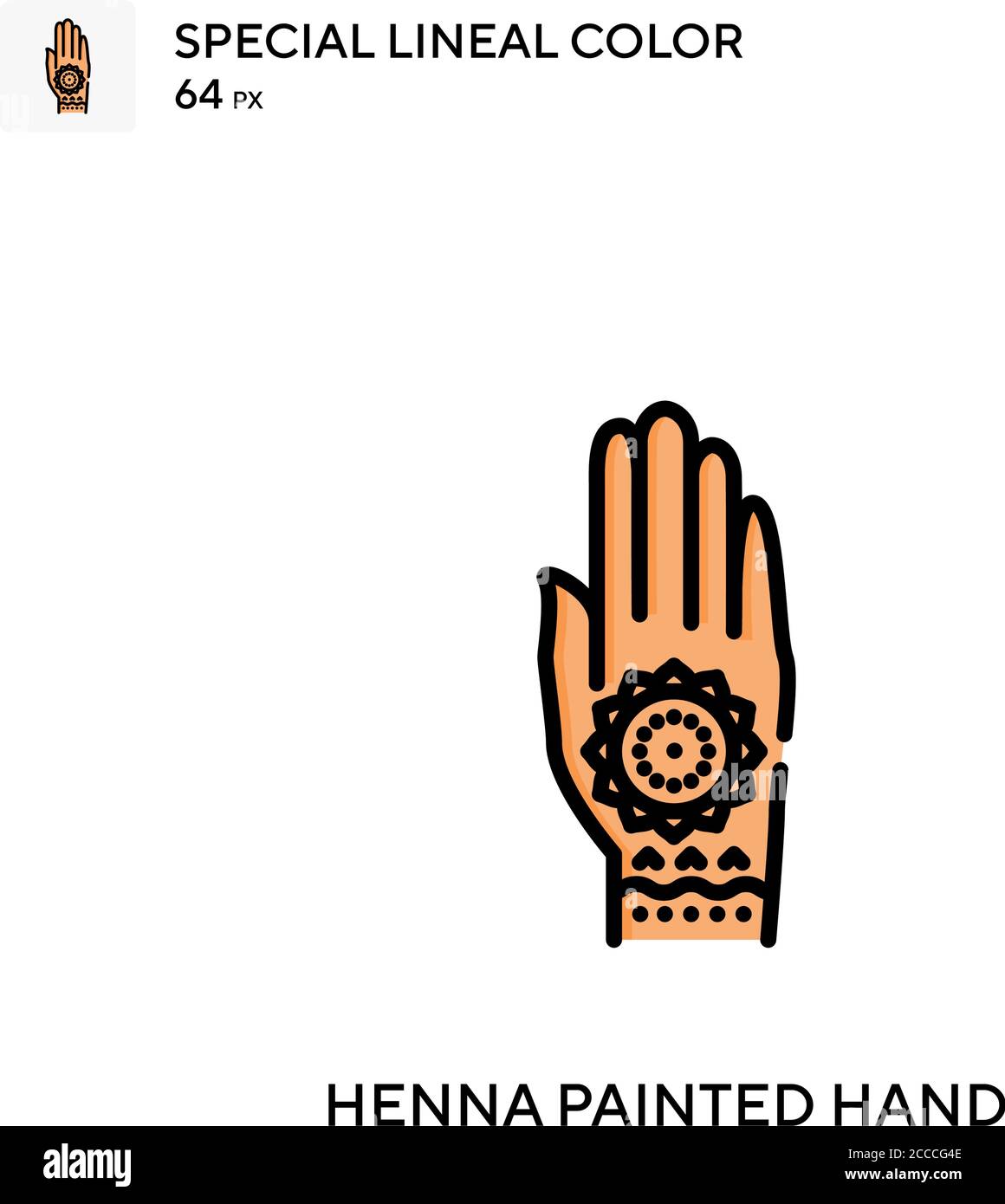 Henna painted hand Special lineal color icon. Illustration symbol ...