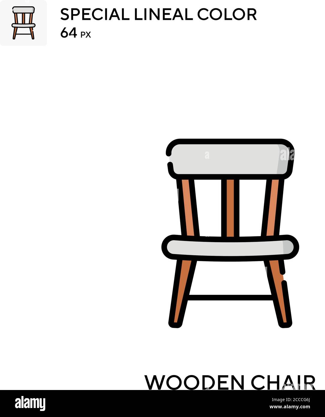Wooden chair Special lineal color icon. Illustration symbol design ...