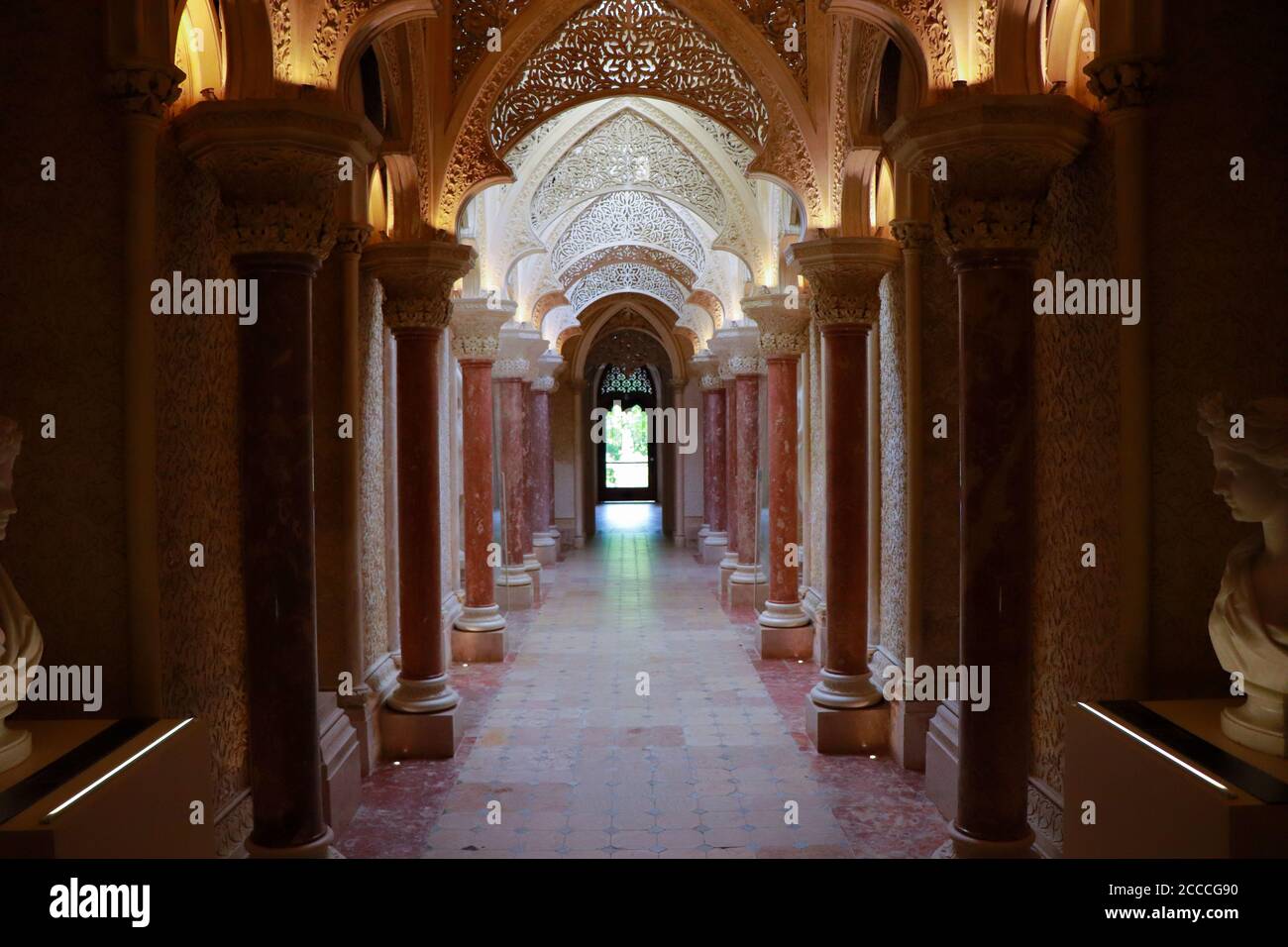 Amazing palace interior with a window to the garden in background ...