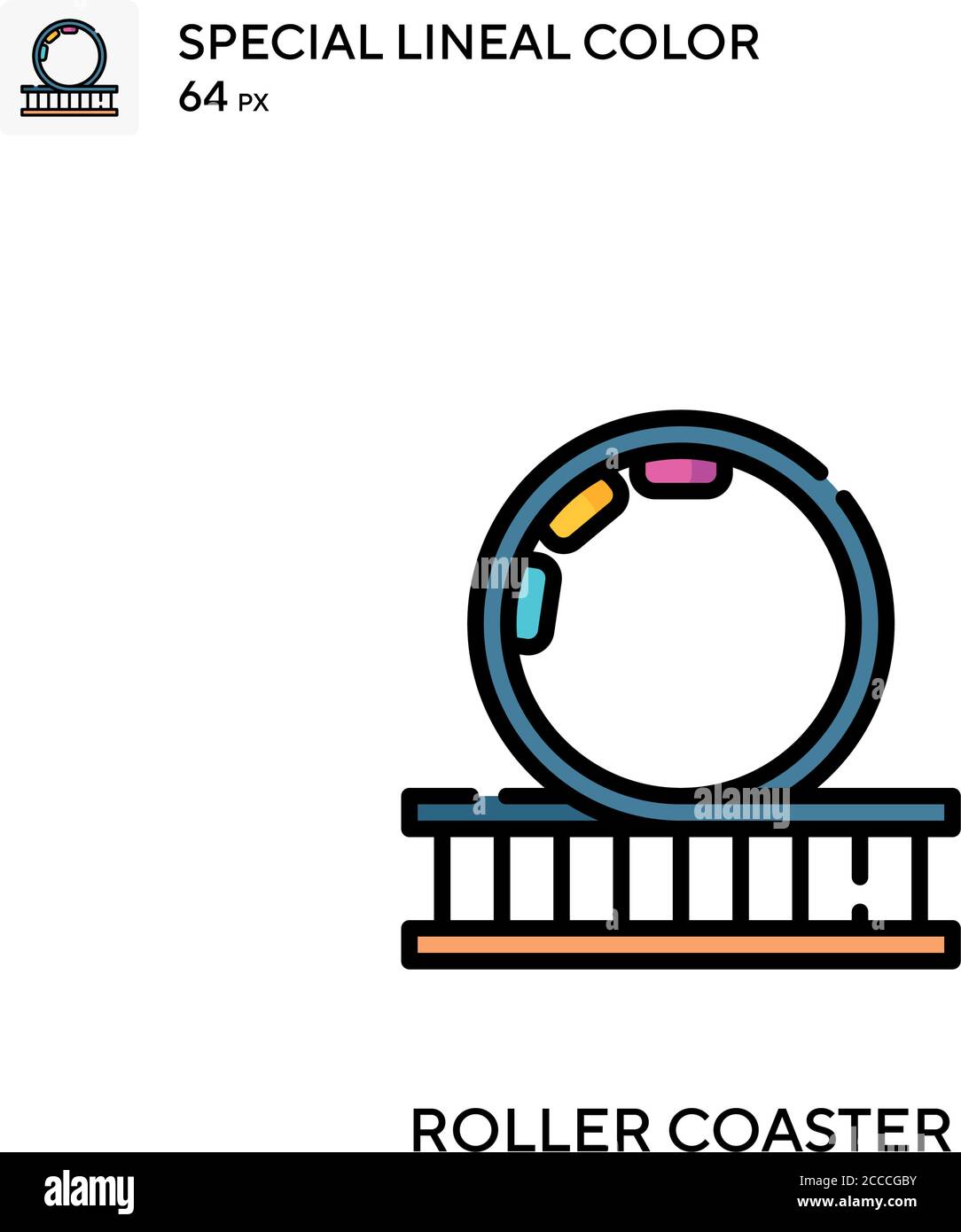 Roller coaster Special lineal color icon. Illustration symbol design ...