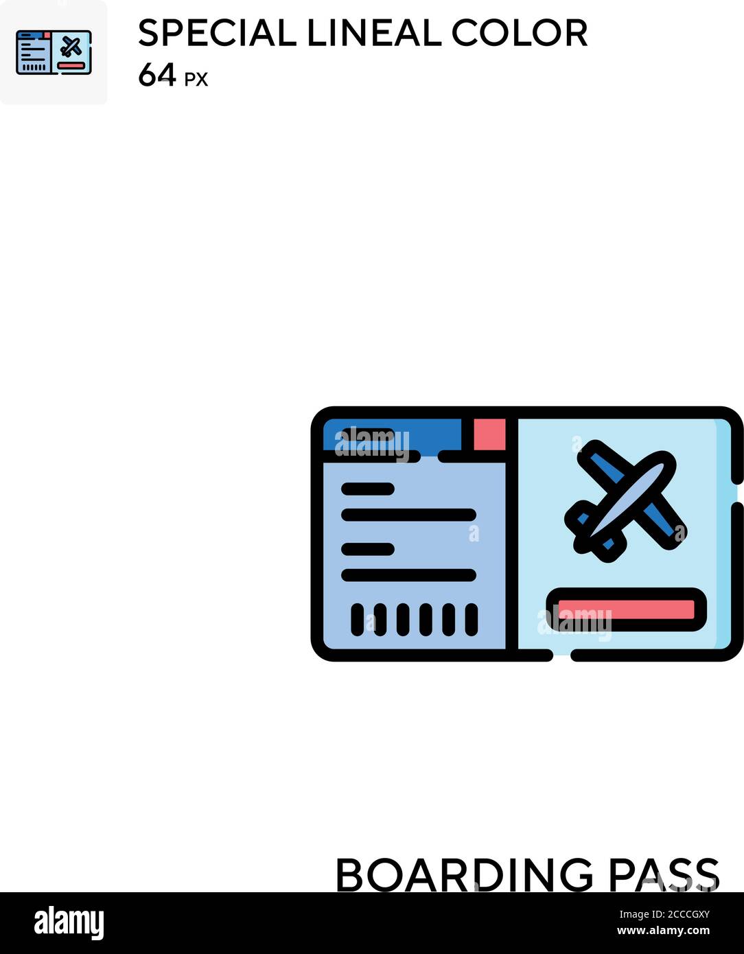 Boarding pass Special lineal color icon. Illustration symbol design ...