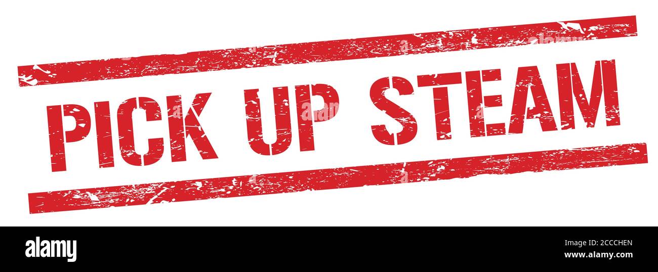 PICK UP STEAM red grungy lines stamp sign Stock Photo - Alamy