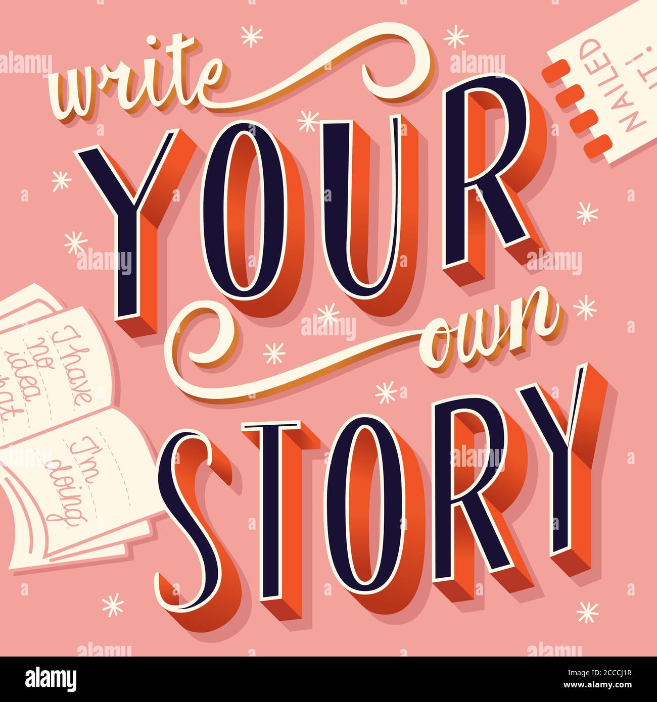 Write your own story, hand lettering typography modern poster design ...