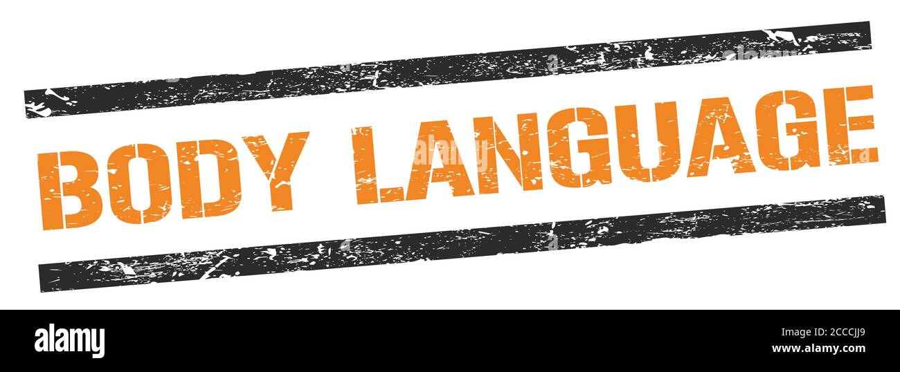 BODY LANGUAGE text on black orange grungy lines stamp sign Stock Photo ...