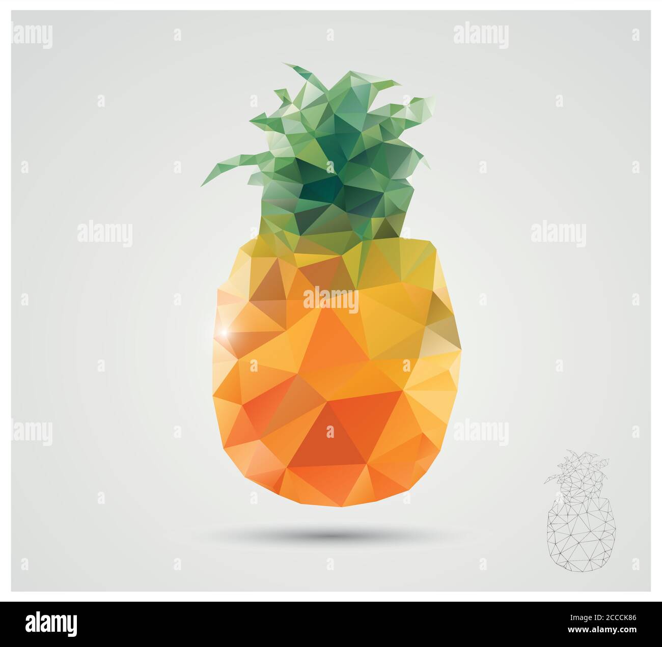 Geometric polygonal fruit, triangles, pineapple, vector illustration ...