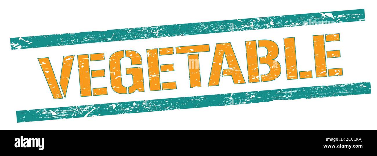 VEGETABLE text on blue orange grungy lines stamp sign Stock Photo - Alamy