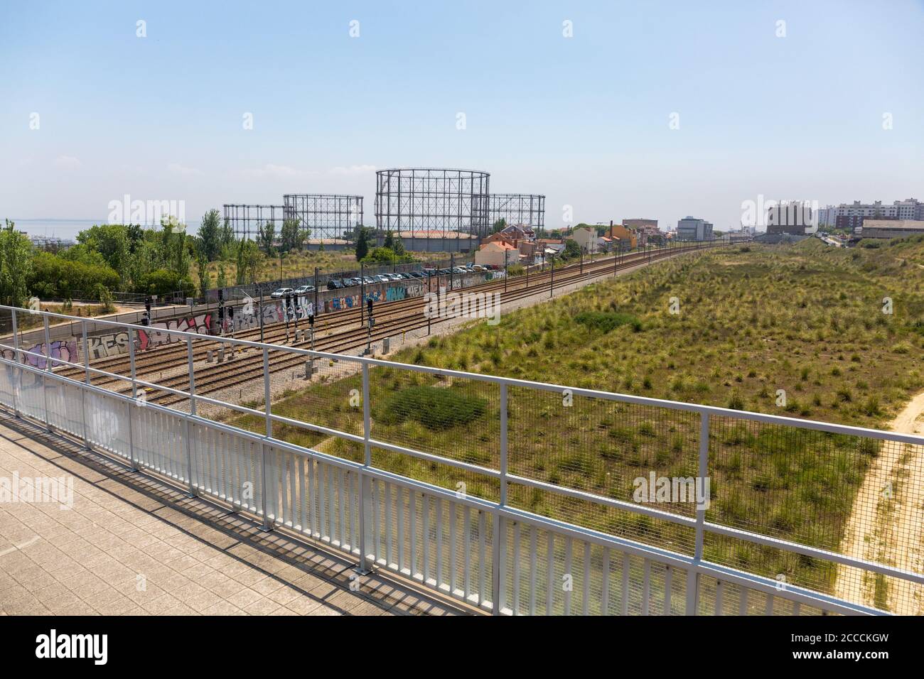 Bridge over a railway line Stock Photo - Alamy