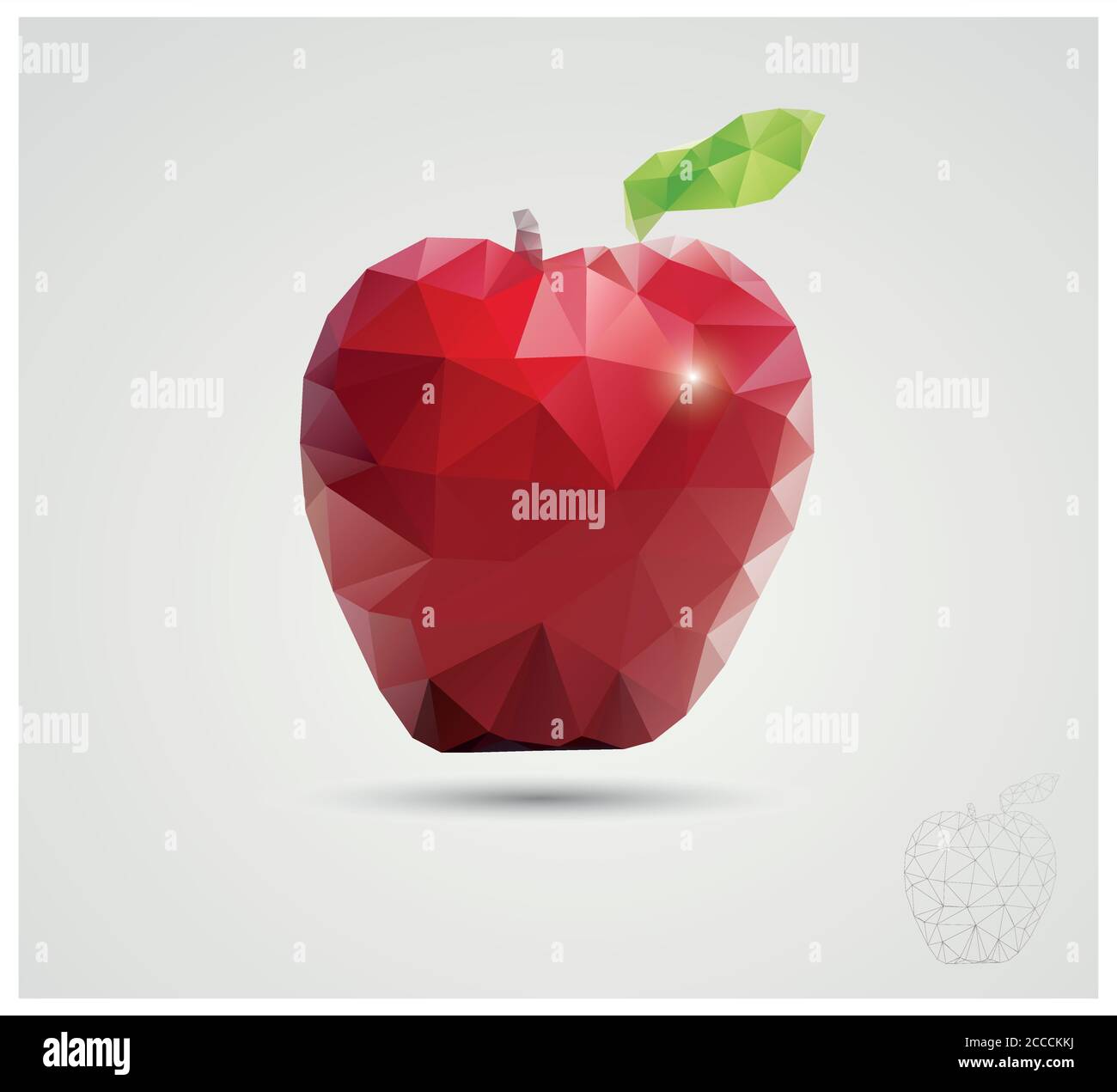 Geometric polygonal fruit, triangles, apple, vector illustration Stock ...