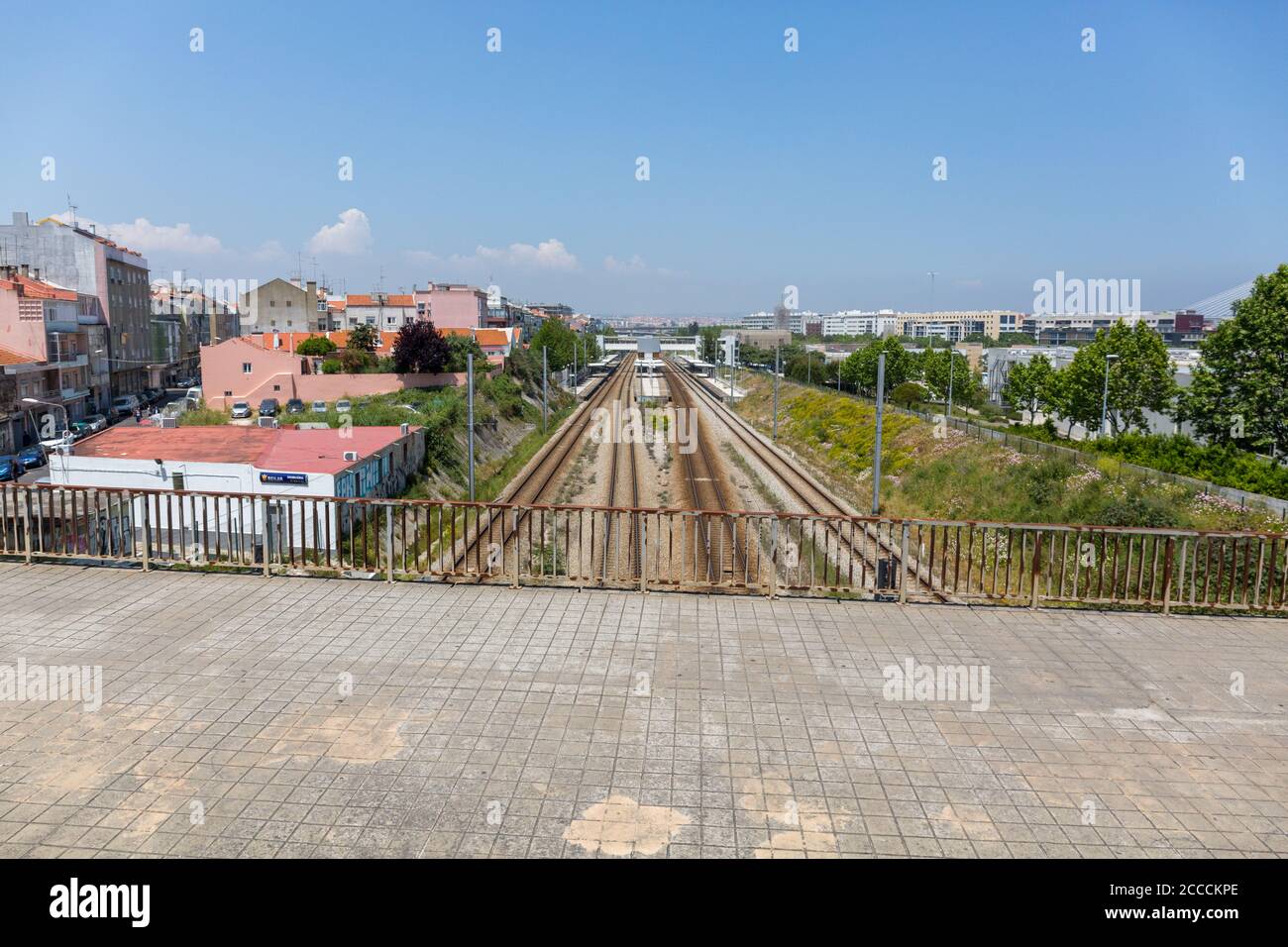 Bridge over a railway line Stock Photo - Alamy