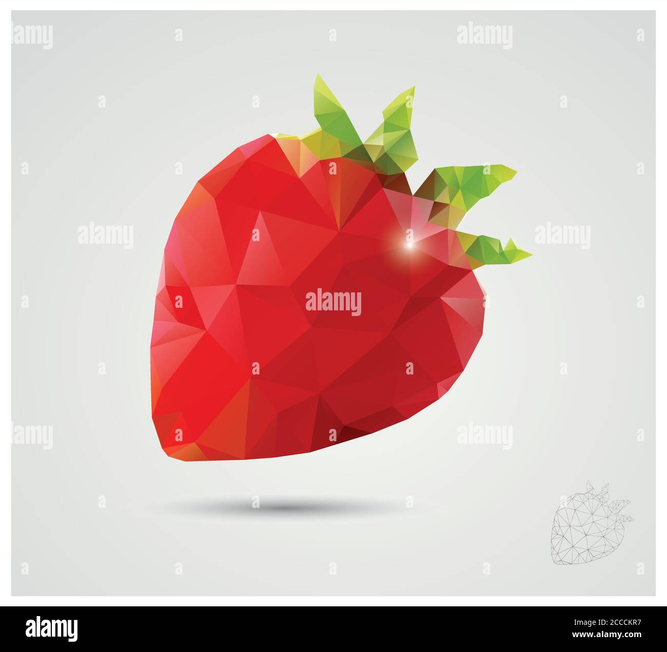 Geometric polygonal fruit, triangles, strawberry, vector illustration ...