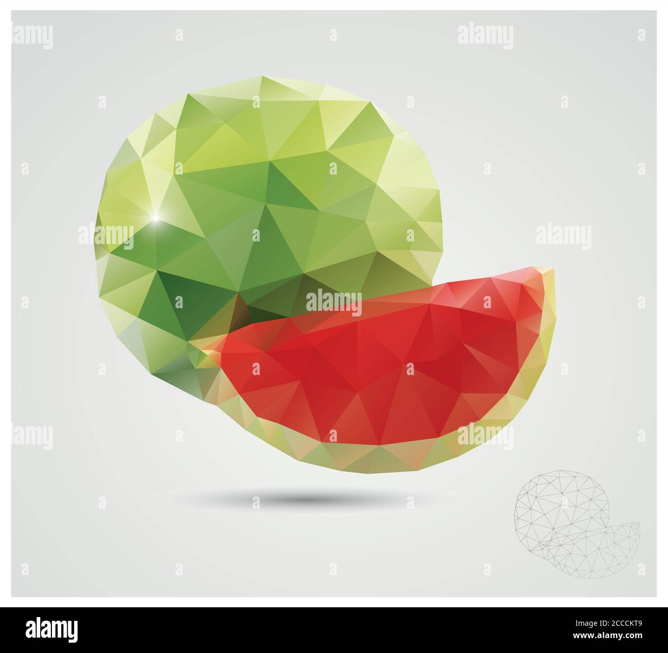 Geometric polygonal fruit, triangles, watermelon, vector illustration ...