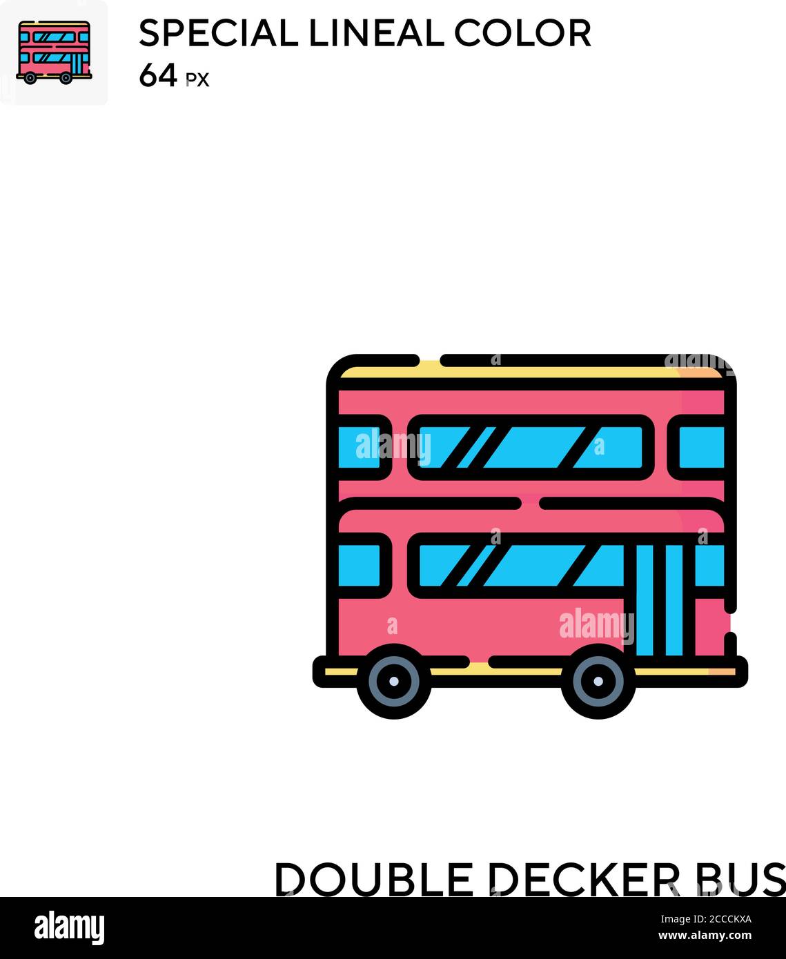 Double decker bus Special lineal color icon. Illustration symbol design ...