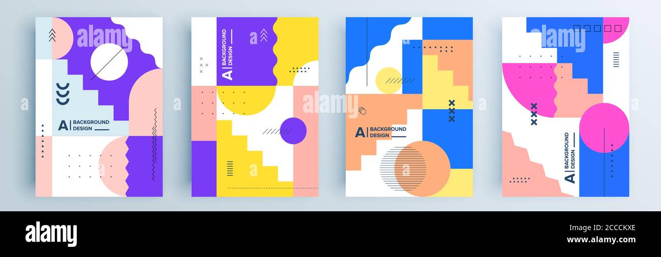 Modern abstract covers set, minimal covers design. Colorful geometric ...