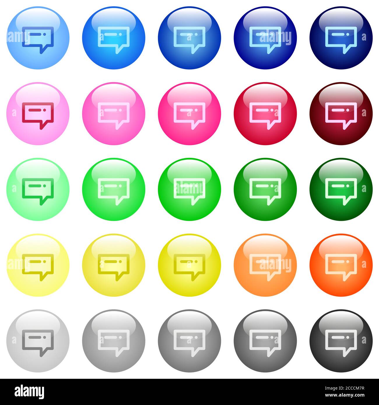 Typing message icons in set of 25 color glossy spherical buttons Stock ...