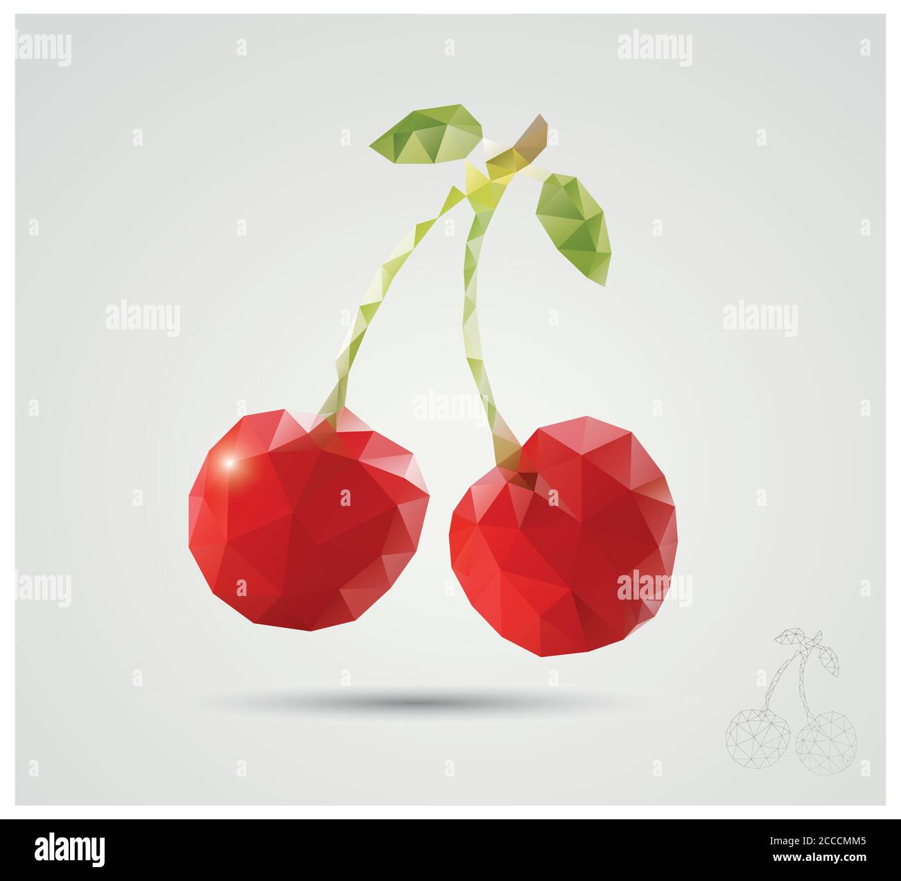 Geometric polygonal fruit, triangles, cherries, vector illustration ...
