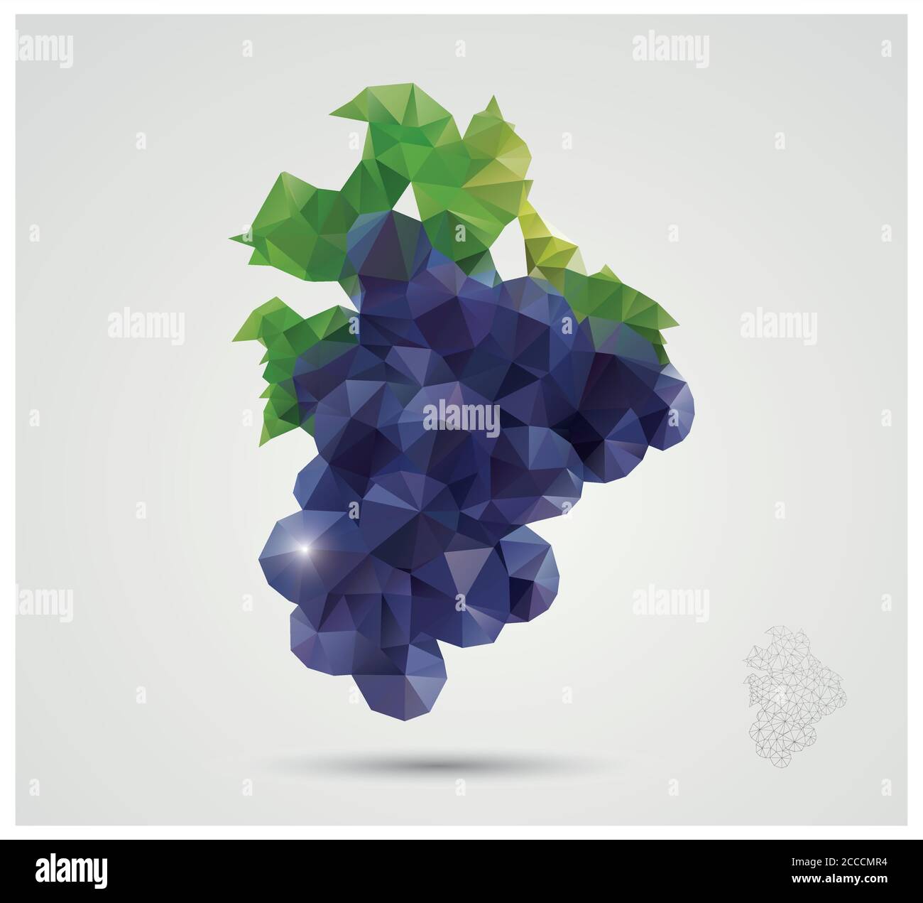 Geometric polygonal fruit, triangles, grapes, vector illustration Stock ...