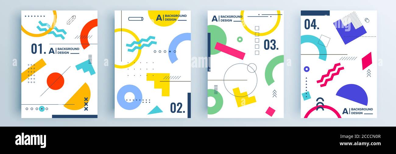 Modern abstract covers set, minimal covers design. Colorful geometric ...