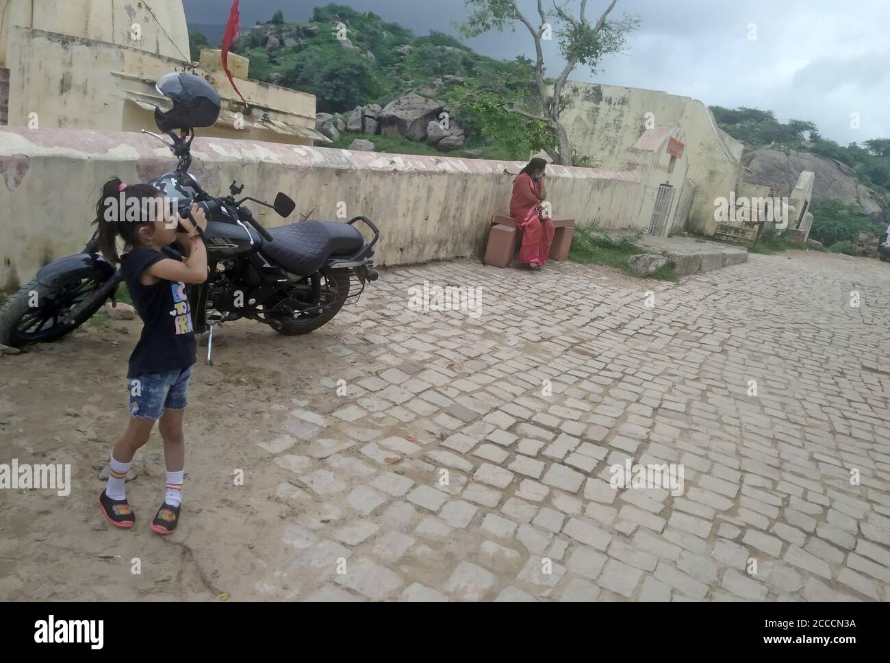 Ajmer, Rajasthan, India, Aug 19, 2020: 6 years old Khorvi Joshi clicked ...