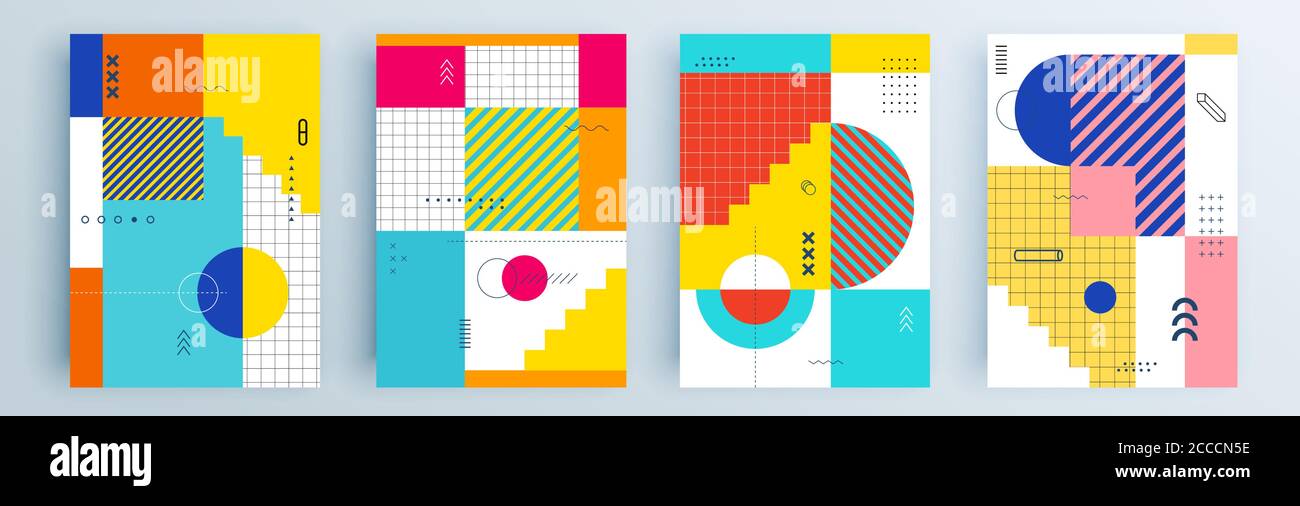 Modern abstract covers set, minimal covers design. Colorful geometric ...
