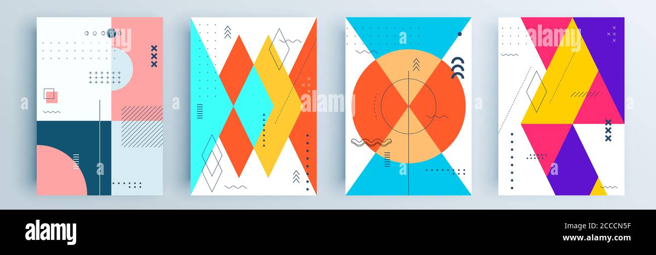 Modern abstract covers set, minimal covers design. Colorful geometric ...