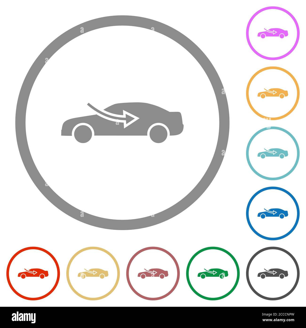 car airflow adjustment external flat color icons in round outlines on ...