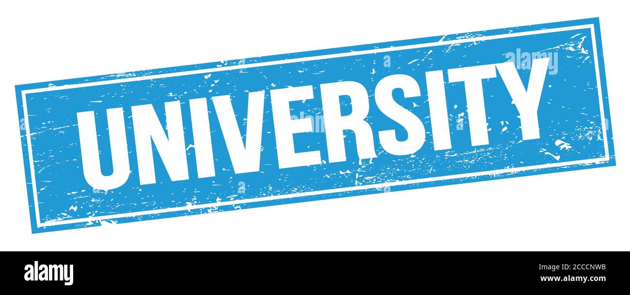 UNIVERSITY text on blue grungy rectangle stamp sign Stock Photo - Alamy