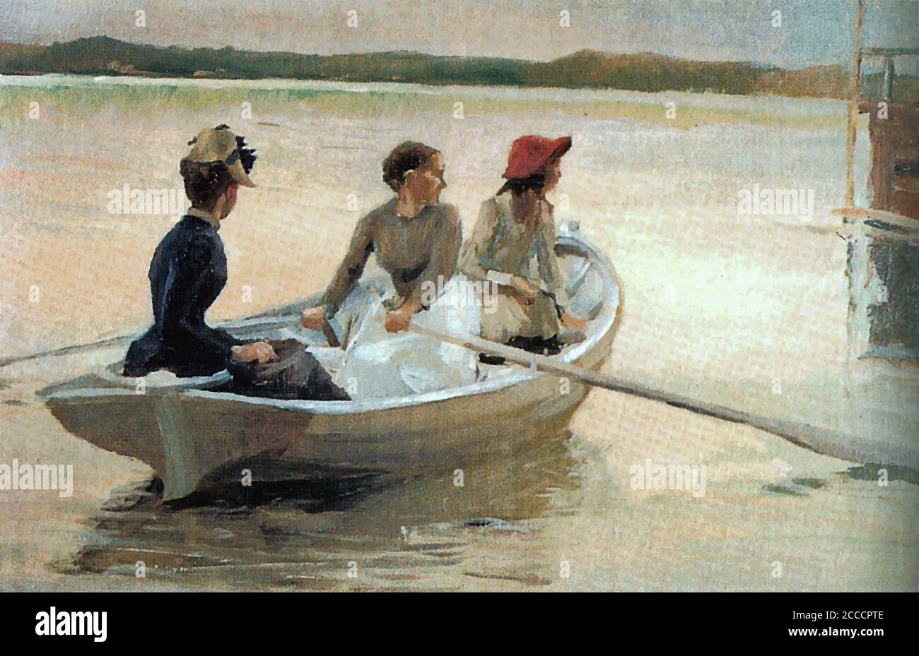 Edelfelt Albert - Girls in a Boat - Finnish School - 19th Century Stock ...