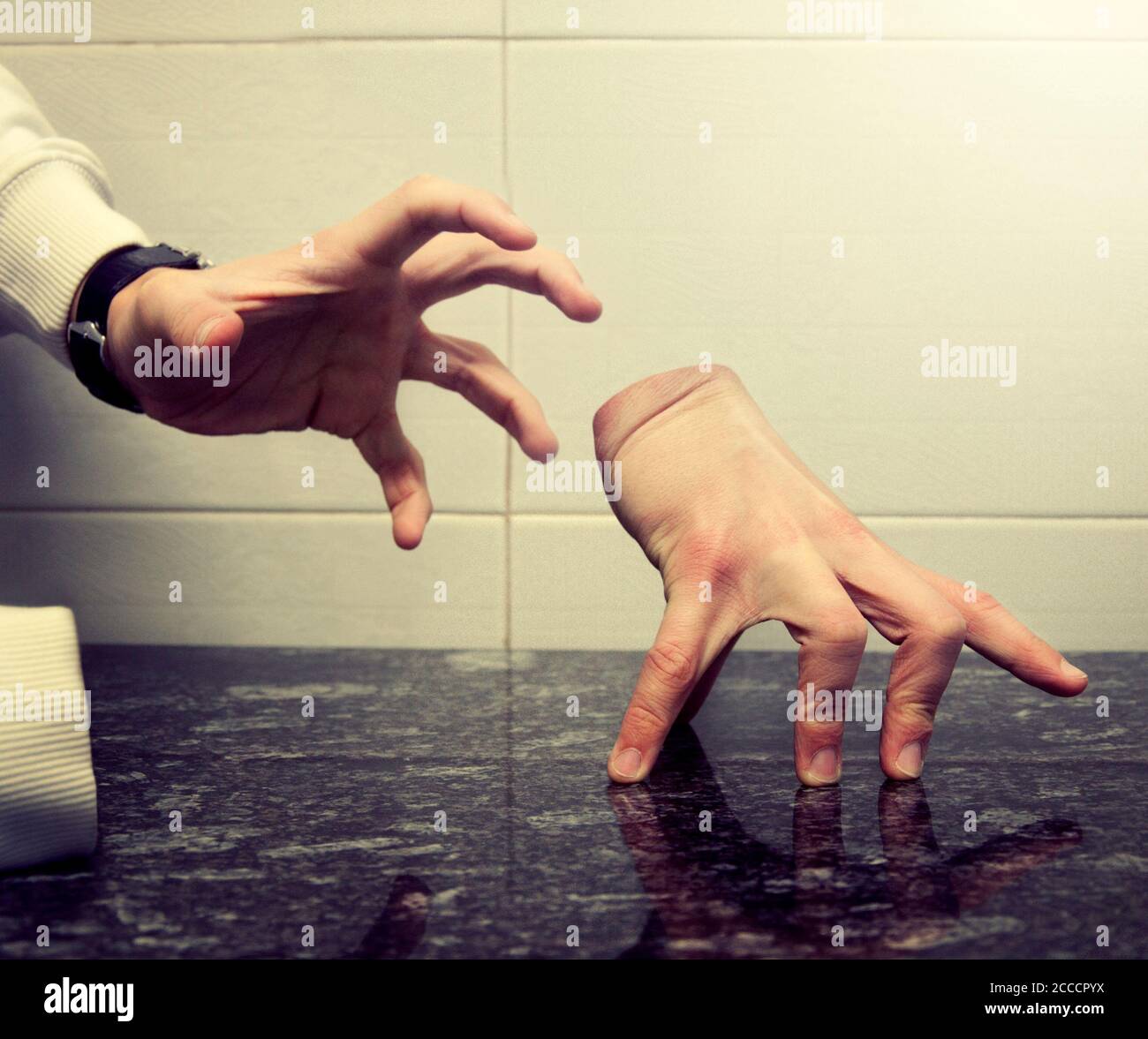 A severed hand running away from his owner in a comical way Stock Photo ...