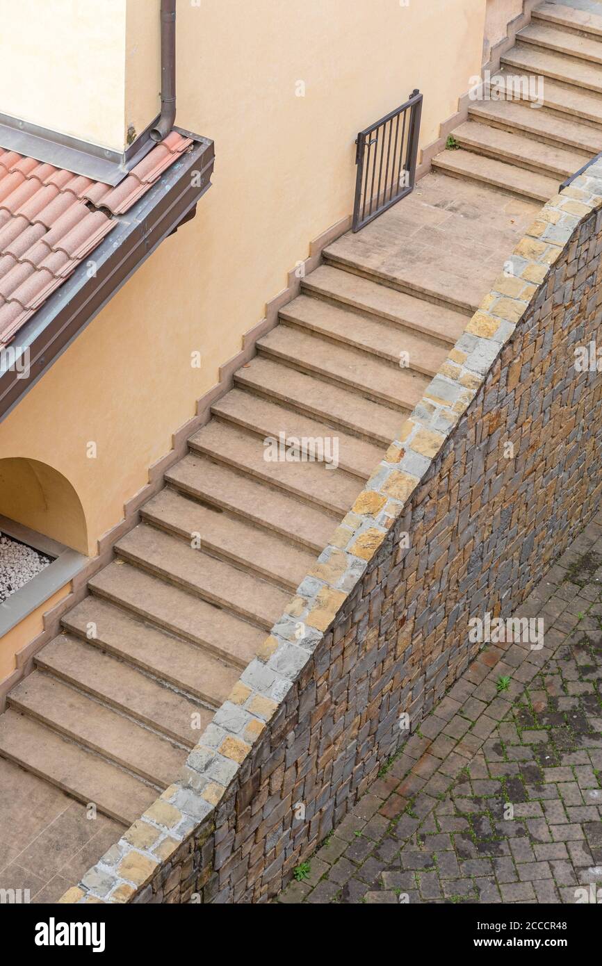 Diagonal Stairs at Building Exterior in Italy Stock Photo - Alamy