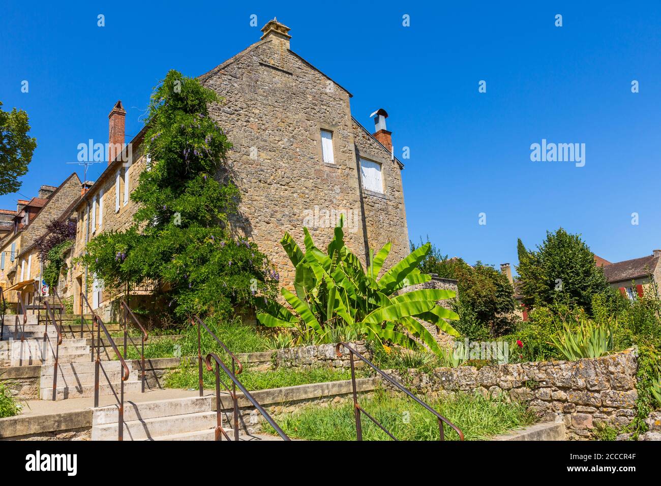 Domme, France. Old Houses of the medieval town of Domme in the Dordogne ...