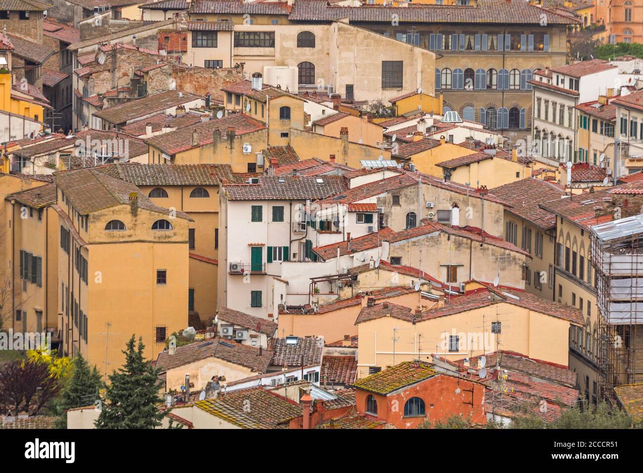 Aerial View Old Houses in Florence Italy Stock Photo - Alamy