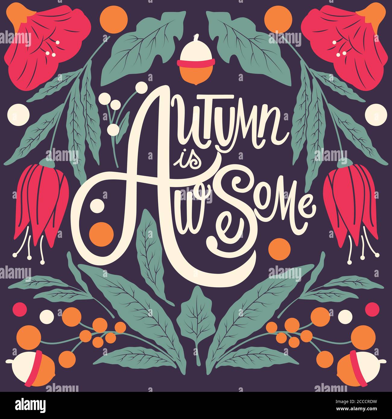 Autumn is awesome, hand lettering typography modern poster design ...