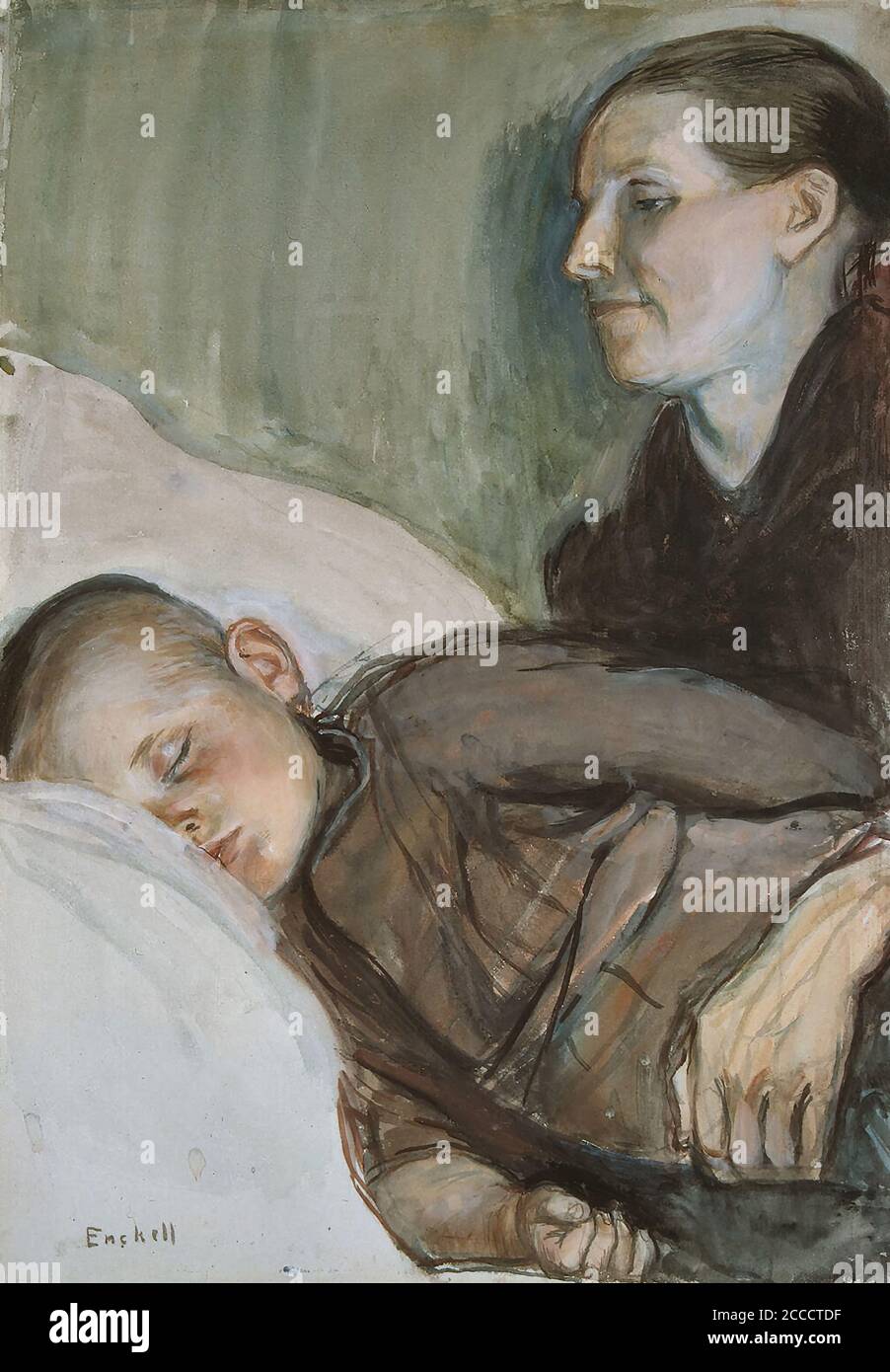 Enckell Magnus - Mother with Her Sleeping Child - Finnish School - 19th ...