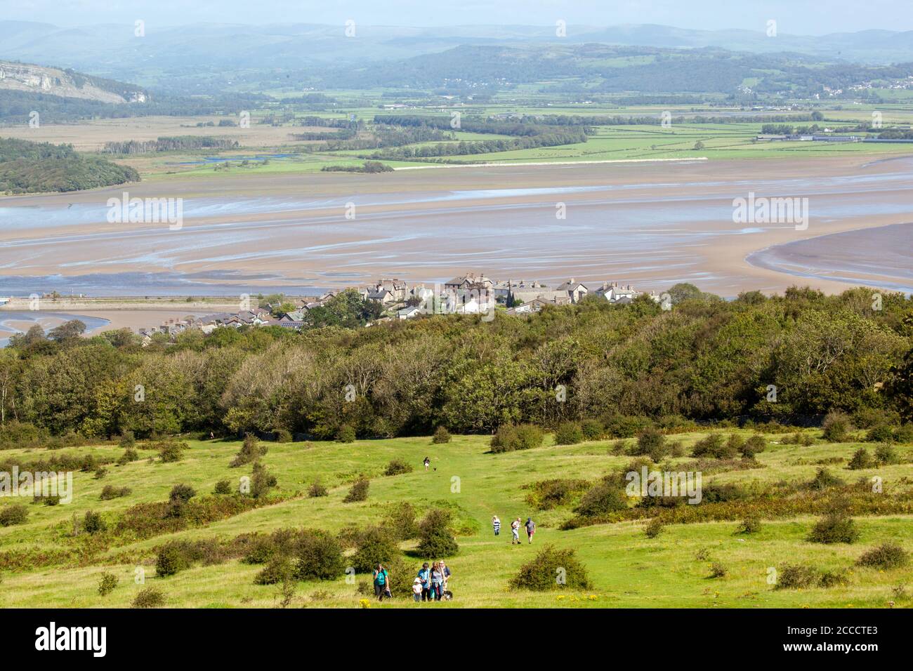 People walking and rambling from on the up hill walk from Arnside ...