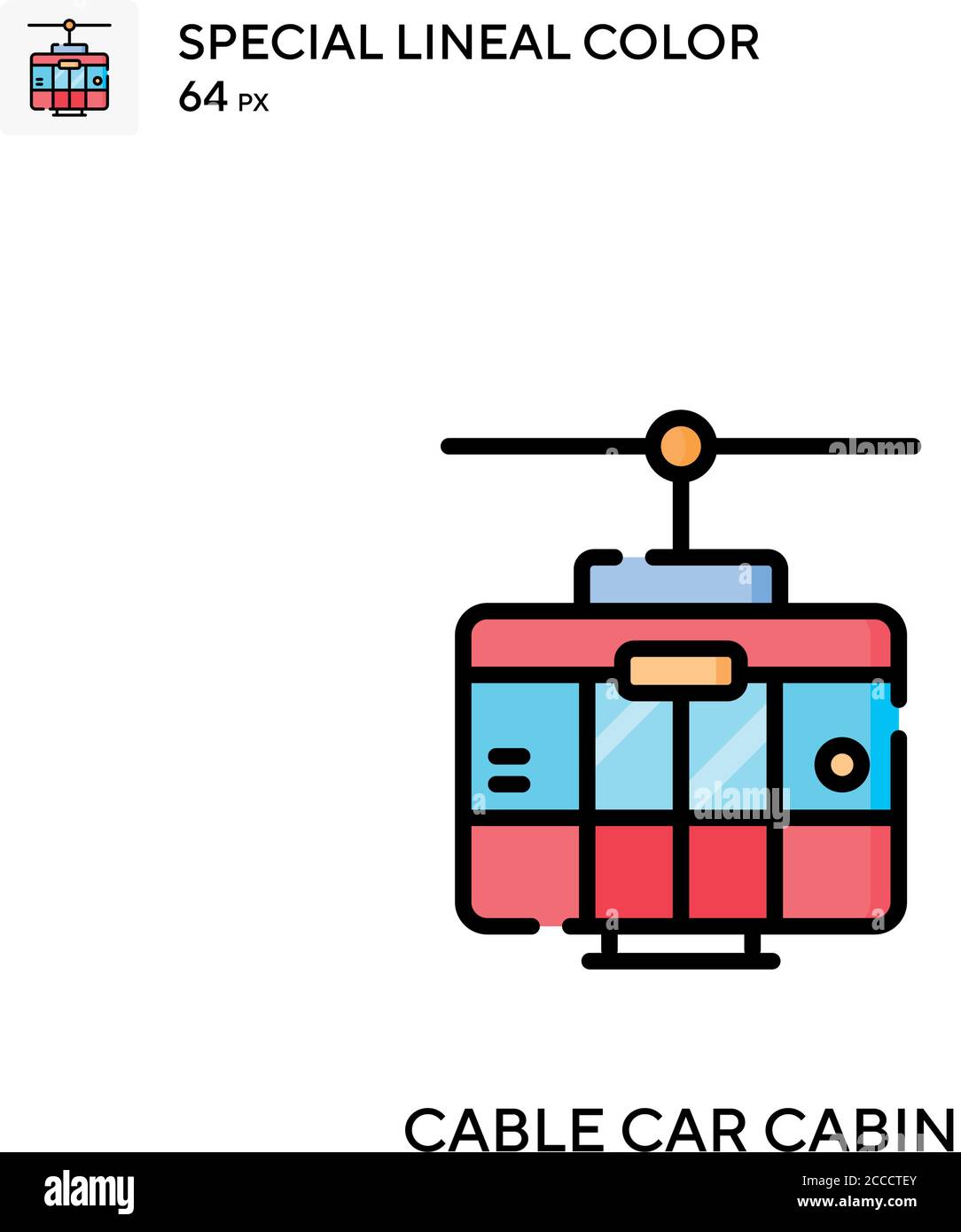 Cable car cabin Special lineal color icon. Illustration symbol design ...