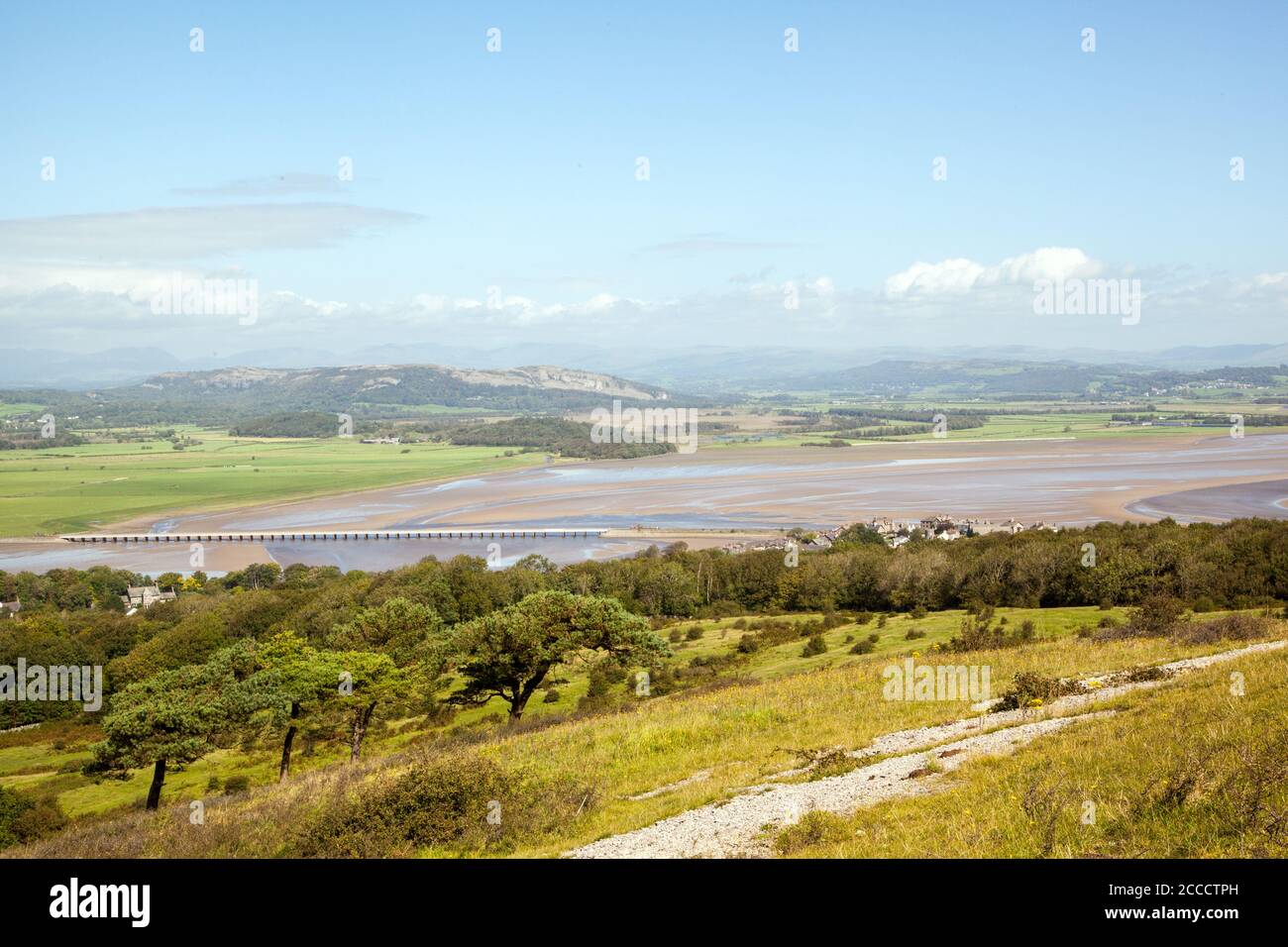 Ariel view from Arnside Knot Cumbria of the rail bridge over the Kent ...