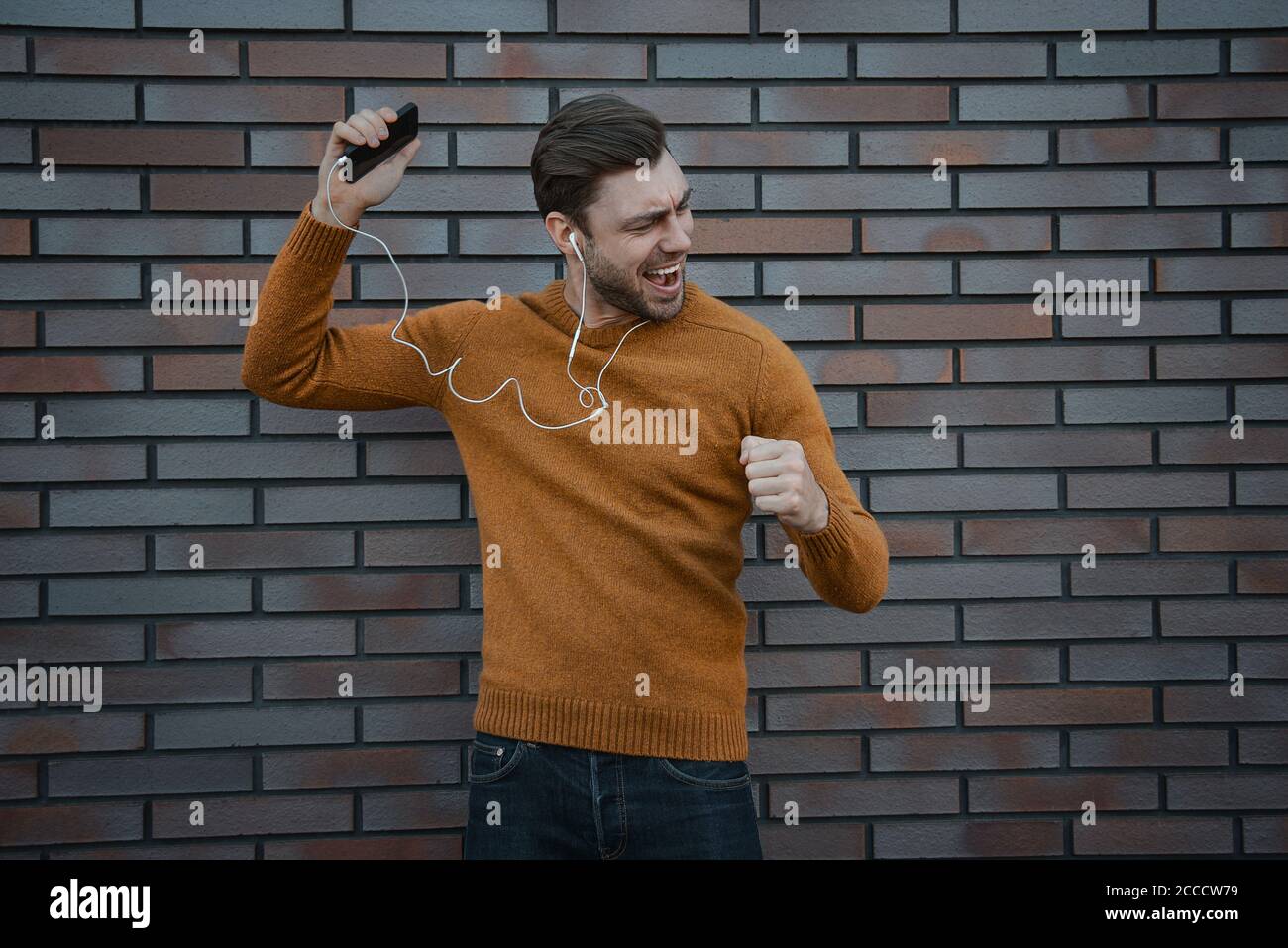 Portrait creative person wearing headphones hi-res stock photography ...