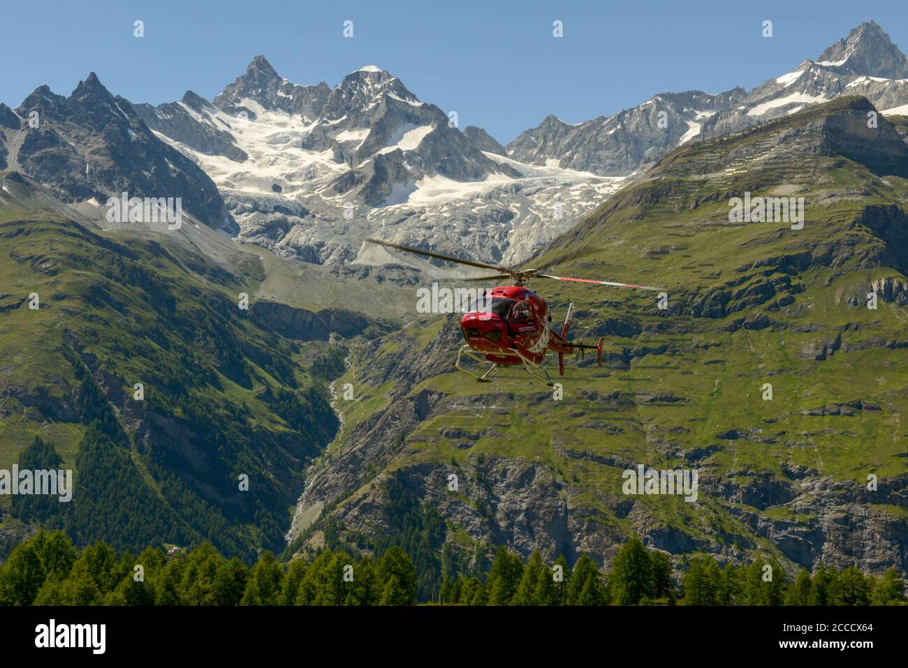 Zermatt, Switzerland - 21 June 2020: helicopter that is flying for a ...