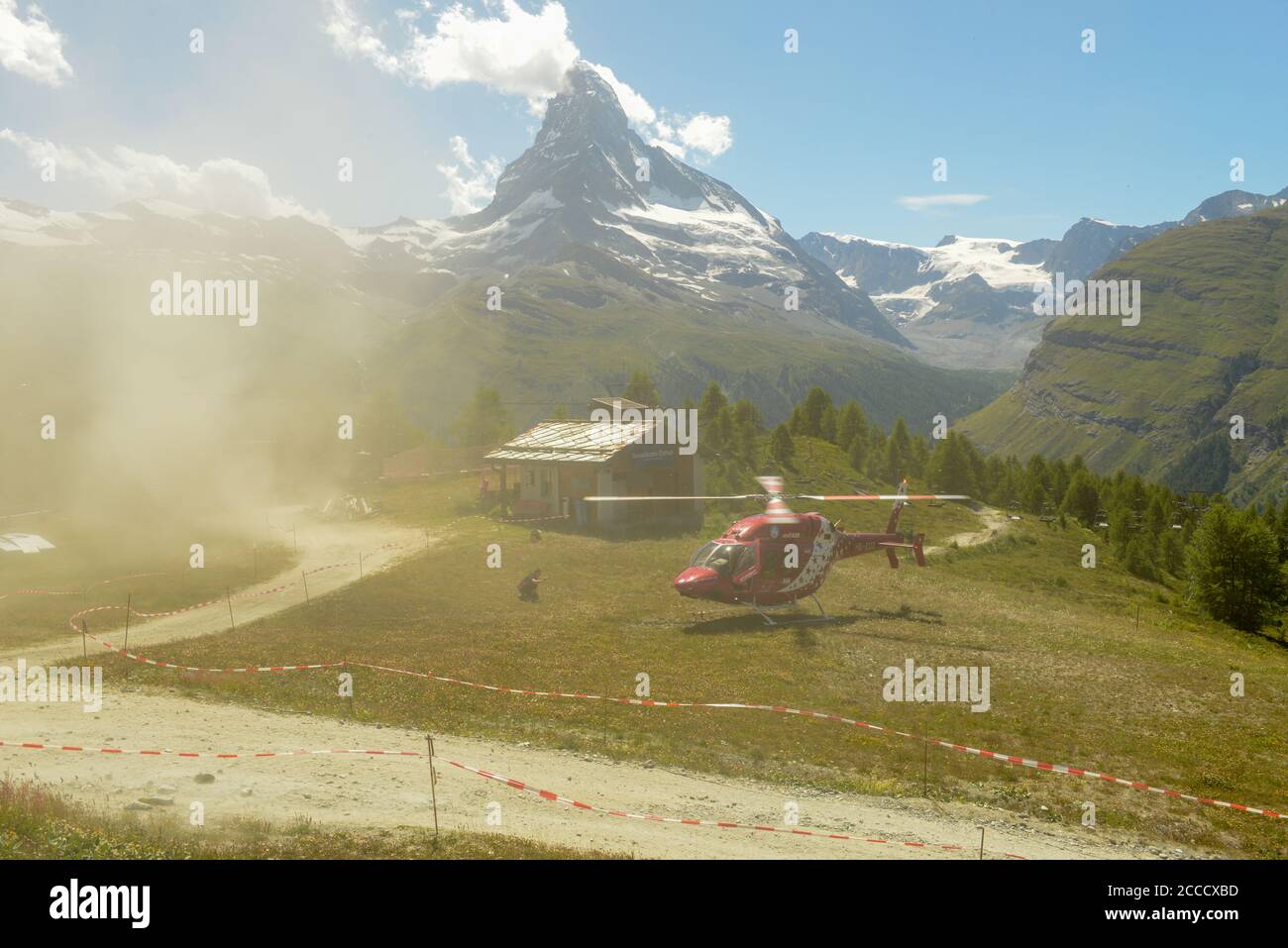 Zermatt, Switzerland - 21 June 2020: helicopter that is landing for a ...