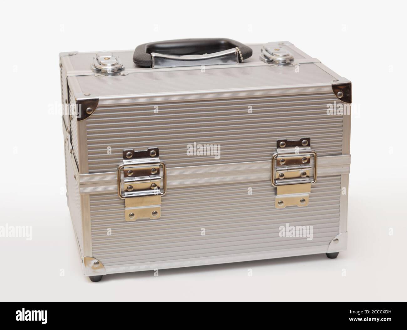 Modern metal case isolated on white background Stock Photo - Alamy