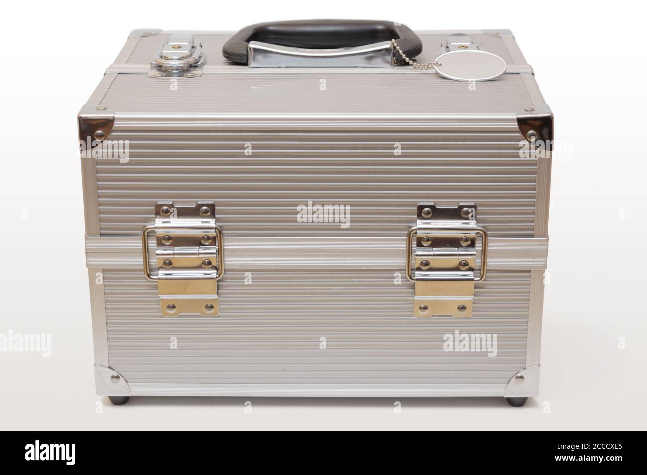 Modern metal box isolated on white background Stock Photo - Alamy