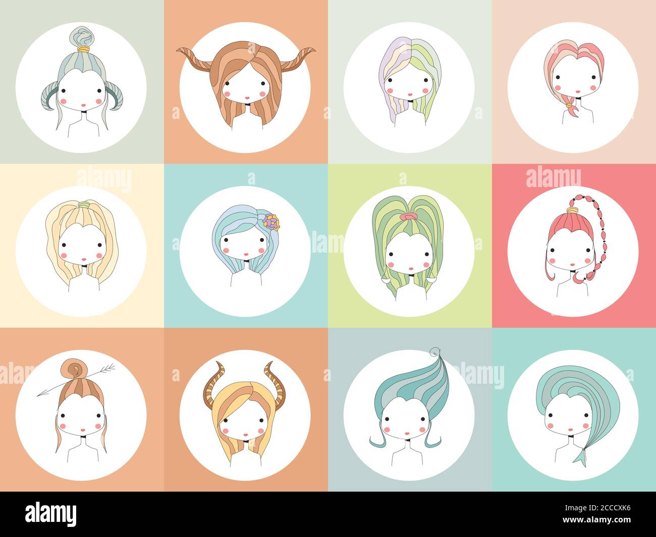 Zodiac signs hand drawn vector vectors hi-res stock photography and ...