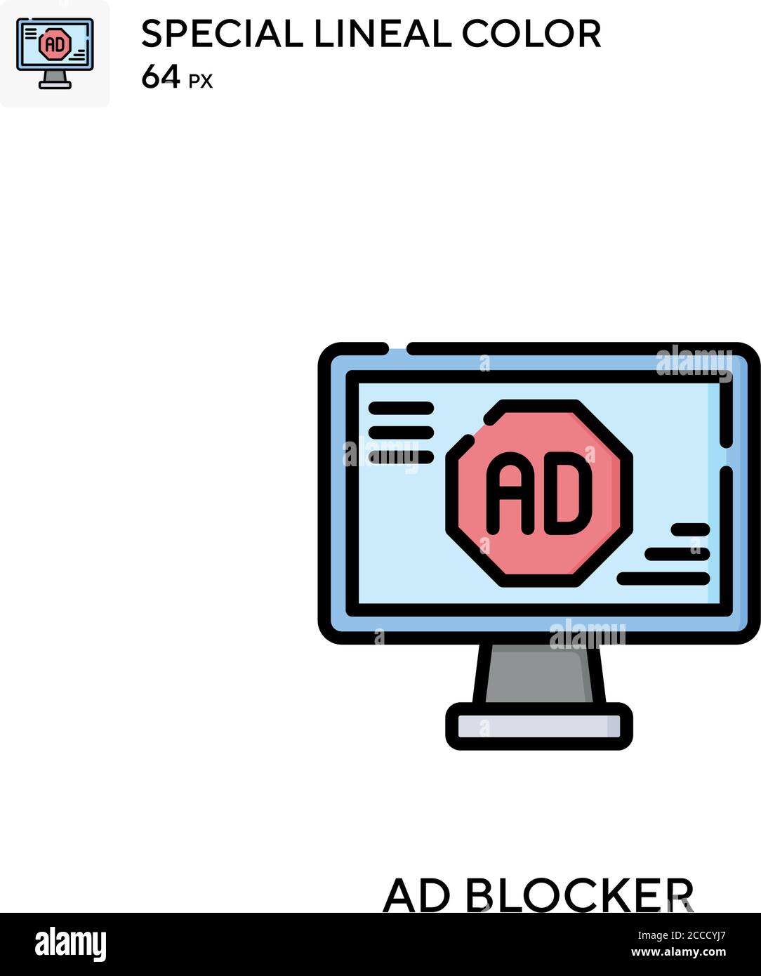 Ad blocker Special lineal color icon. Illustration symbol design template for web mobile UI ...